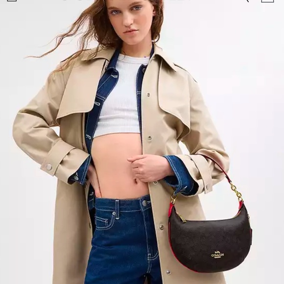 Coach | Bags | New Coach Brownred Payton Hobo Bag In Signature Canvas ...